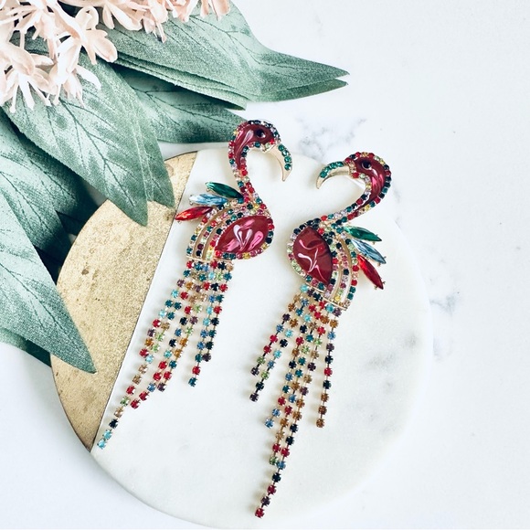 Jewelry | 23 Flamingo Confetti Dangle Earrings Tropical Cocktail ...